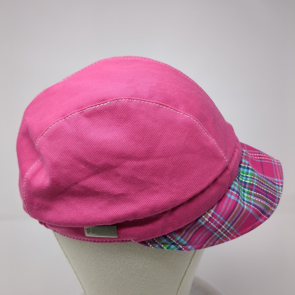 Puma Fitted Flat Cap Newsboy Pink One Size Plaid Embroidered Logo | eBay