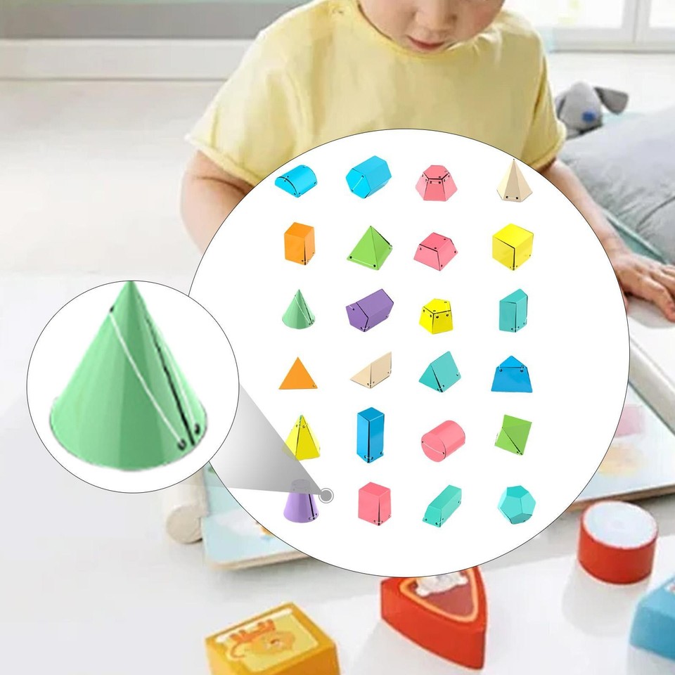 24 Pieces Geometric Shapes Math Manipulative for Kindergarten Home ...