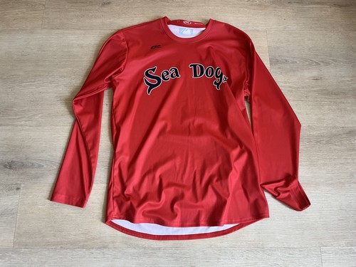 #17 Game Used Worn Portland Sea Dogs Long Sleeve BP Jersey Red Sox | eBay