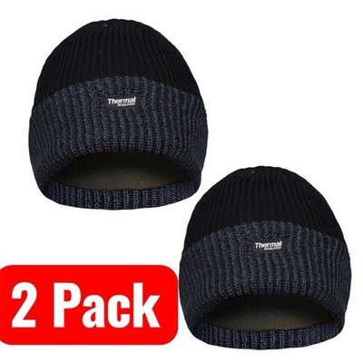 Men beanie hats 2 pack Thermal Insulated Warm Winter Mens Hats Unisex ...
