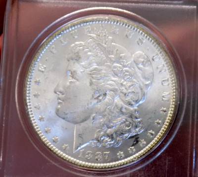 MORGAN SILVER DOLLAR 1887 BLAZING FROSTY WHITE GEM BU BEAUTY | eBay