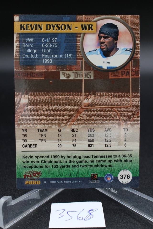 2000 Pacific #376 Kevin Dyson Tennessee Titans | eBay