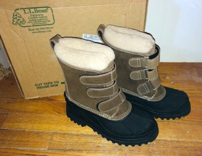 New LL BEAN Women Boots 6 LEATHER FLEECE Lined Removable DUCK Hook Loop ...
