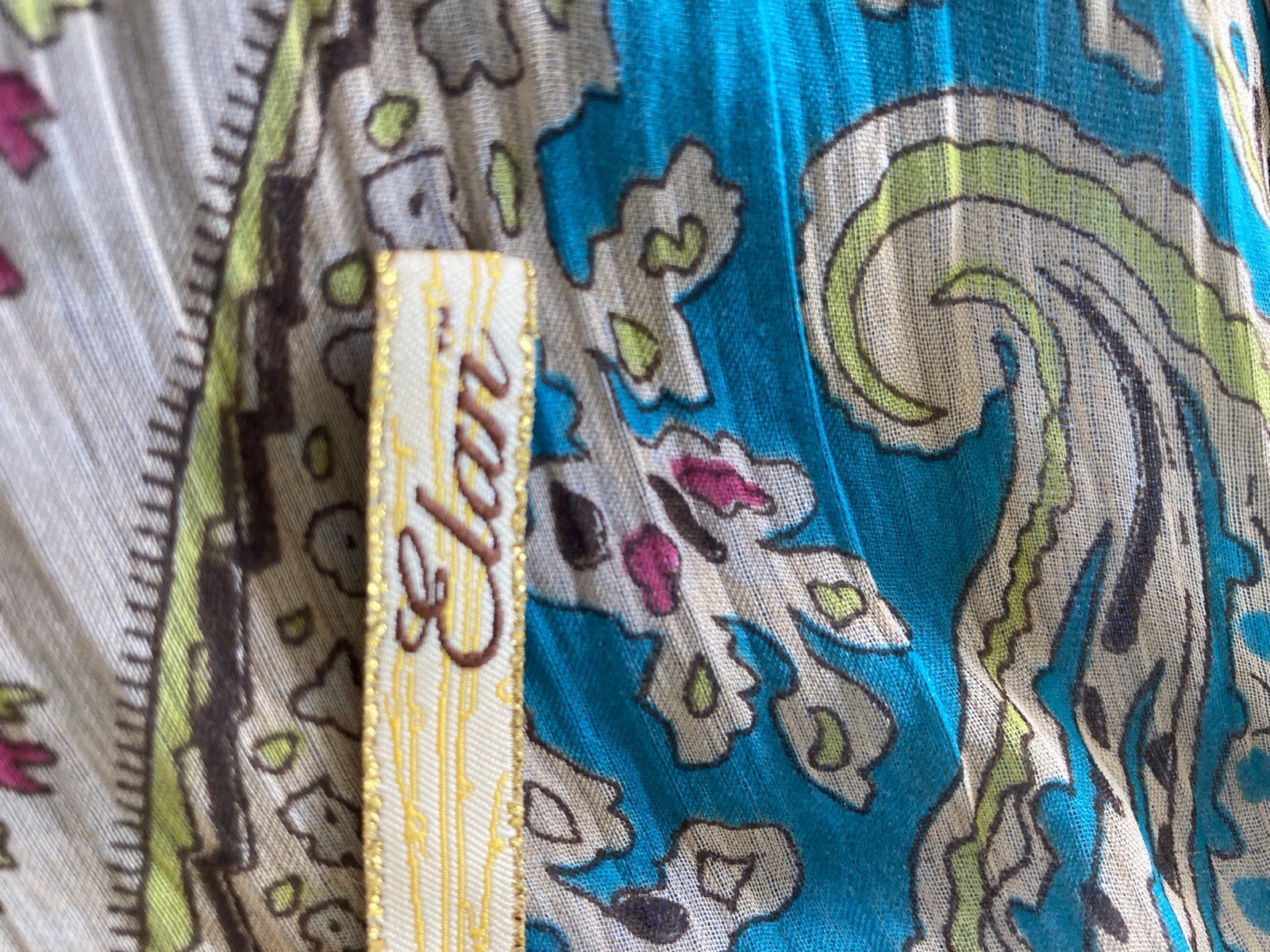 ANTHROPOLOGIE ELAN Sheer Paisley Tunic Top~Beaded V neck~Side slits~41 ...