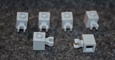 (6) 1x1 Light Gray Brick w/ Horizontal Clip / Connector Bricks ~ Lego ...
