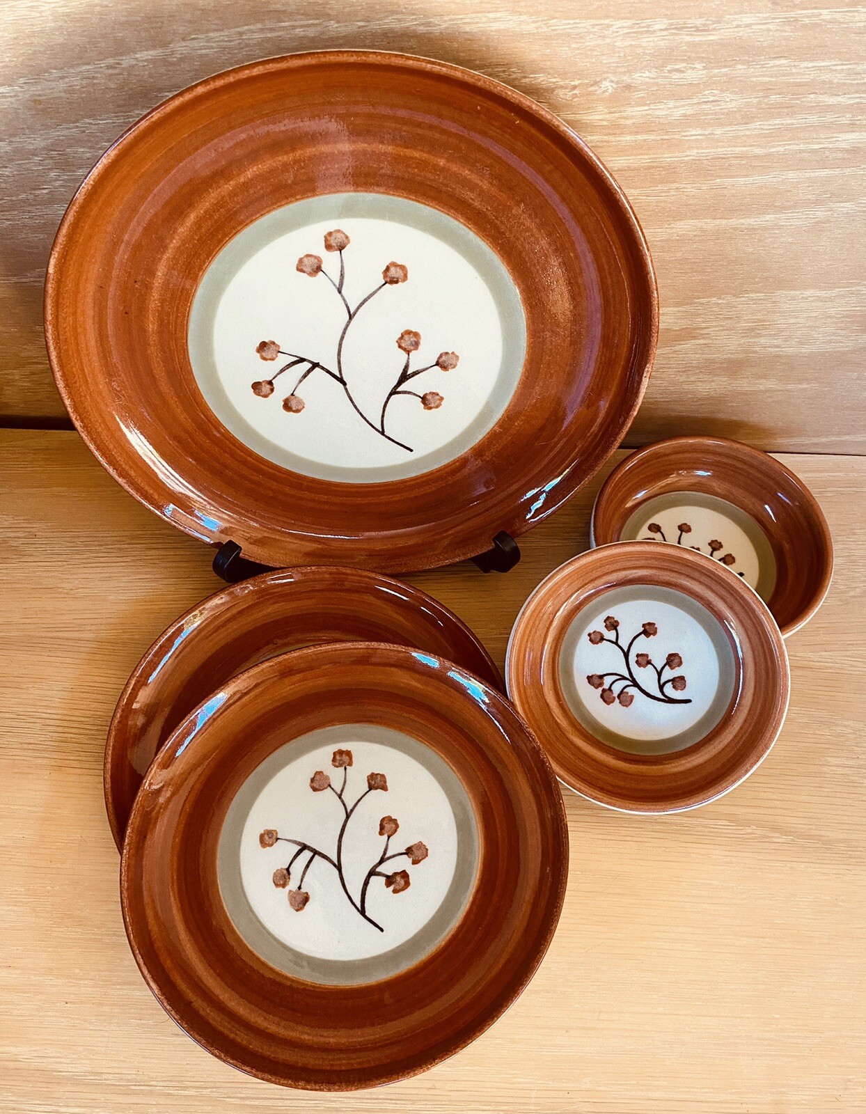 WOW 5 Vtg 227 Winfield Gabriel Pasadena Pottery Oak Leaf Acorn Bowls ...