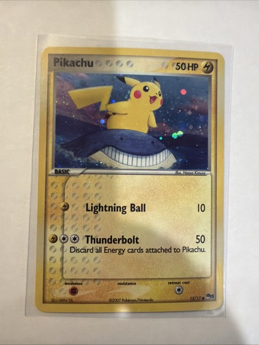 2007 Pokemon POP Series 5 Pikachu 12/17 Holo Inverted Back Error Swirl ...