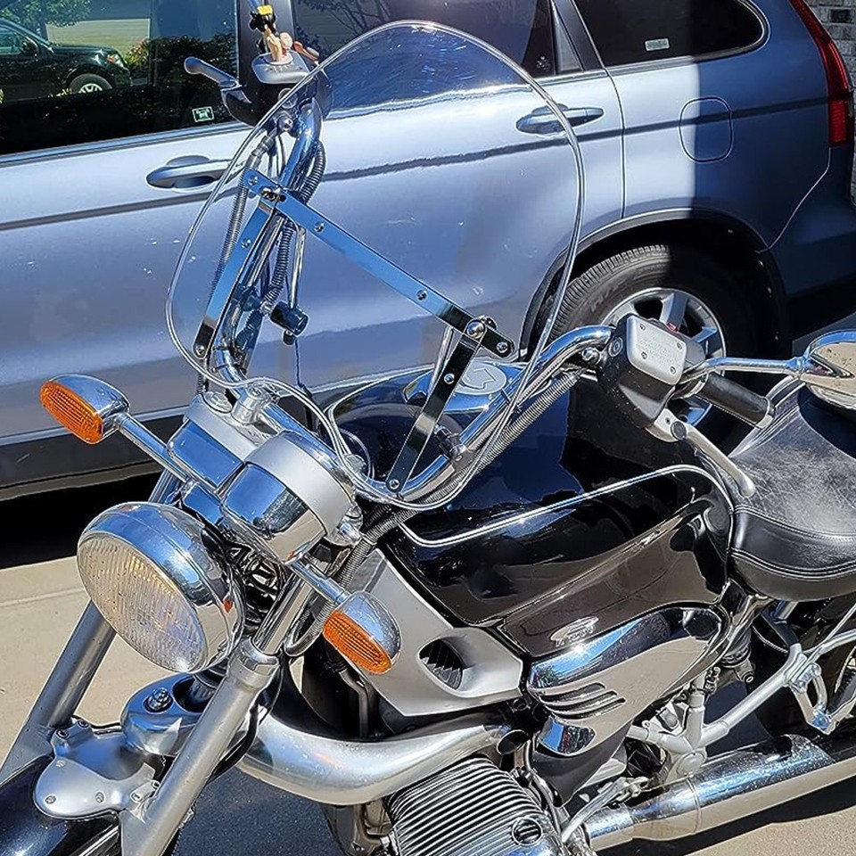 Motorcycle Screen Windshield Handlebar Large Clear Universal 7/8 & 1 ...