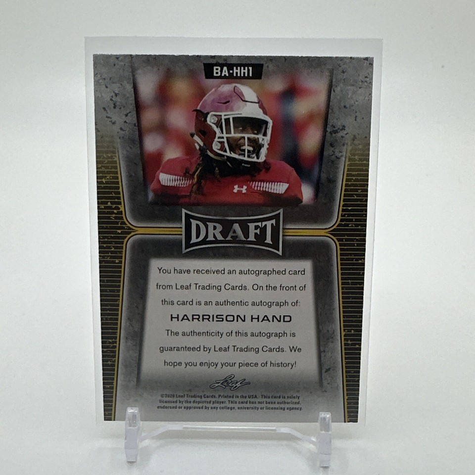 2020 Leaf Draft Harrison Hand RC Gold Auto Card #BA-HH1 Temple NRMT/MT ...