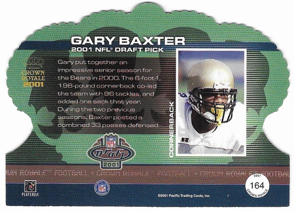 Gary Baxter 2001 Pacific Crown Royale Rookie #164 /1750 Baltimore ...