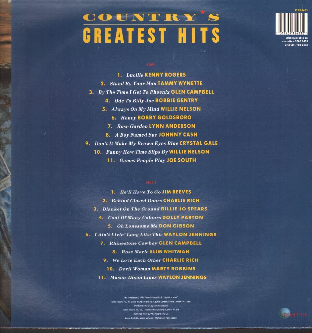 Various Artists Country's Greatest Hits CD UK Telstar 1990 Sleeve has ...