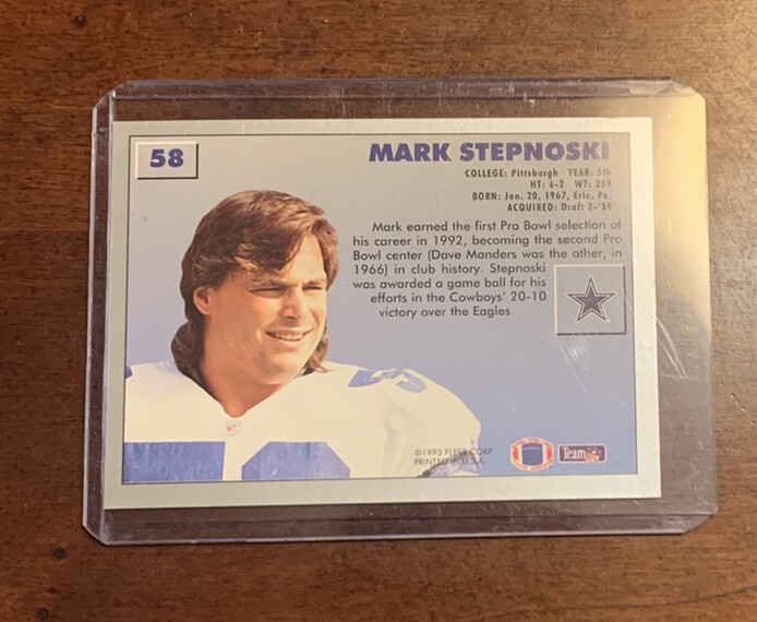 1993 Fleer Mark Stepnoski #58 Dallas Cowboys | eBay