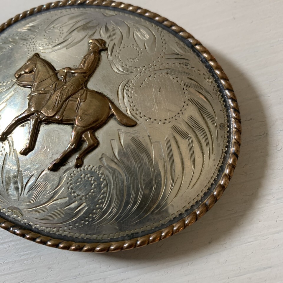 Vintage Comstock Silversmiths German Silver Western Horse Racing Belt ...