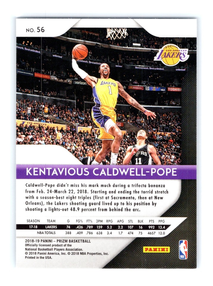 2018-19 Panini Prizm Basketball #56 Kentavious Caldwell-Pope Los ...