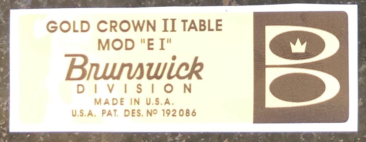 Brunswick Gold Crown 2 Reproduction Decal | eBay