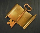RARE YALE 'SCROLL & KEY' SECRET SOCIETY EARLY 20TH C BRONZE, BLK PNTD ...