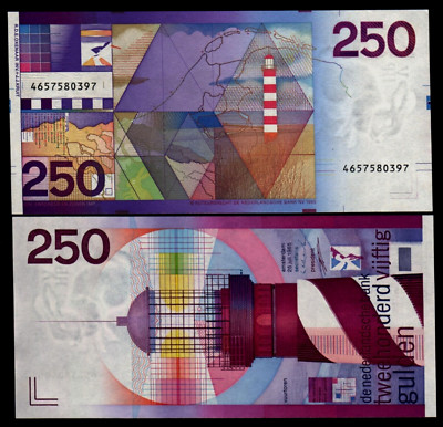 Netherlands 250 GULDEN P-98 1985 Pre Euro UNC Dutch Lighthouse Money ...