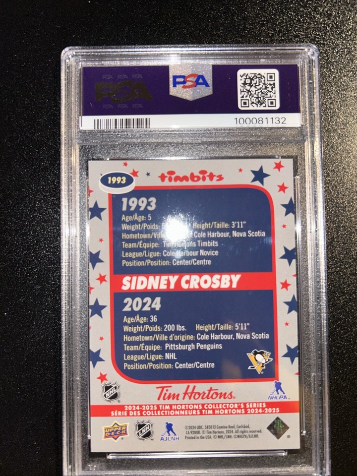 2024-25 Upper Deck Tim Hortons Timbits to NHL #1993 Sidney Crosby ...