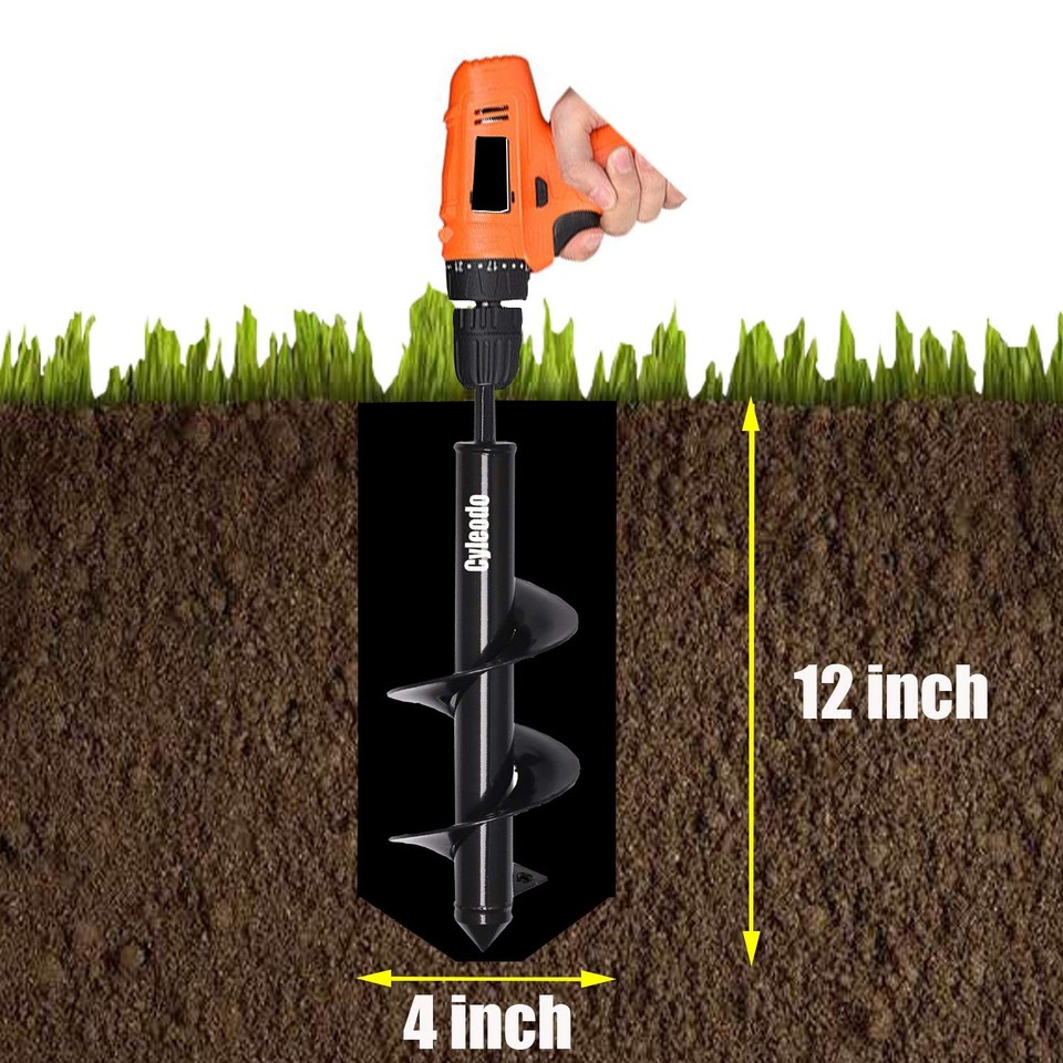 Garden Auger Spiral Drill Bits，4X12” Post Hole Diggers Bit Drill... | eBay