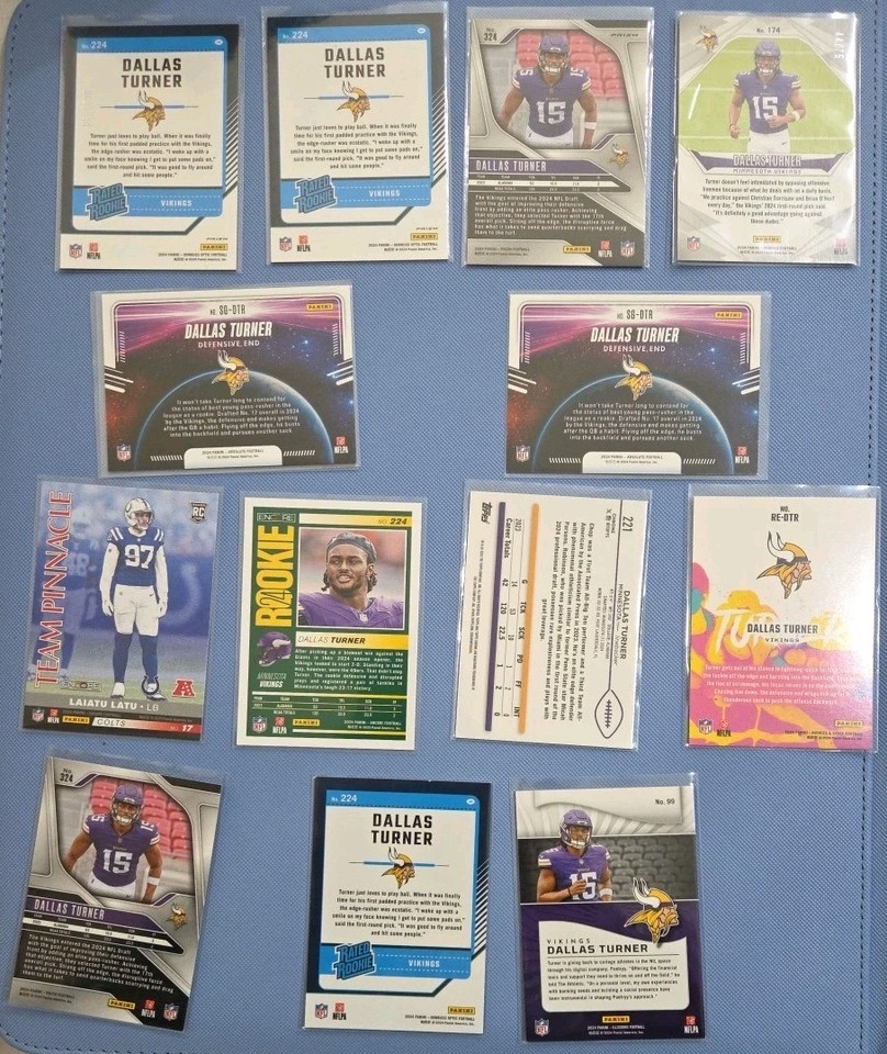 Dallas Turner NFL Football Rookie RC Card Lot🔥Rated Rookie🔥#D🏈 Vikings ...
