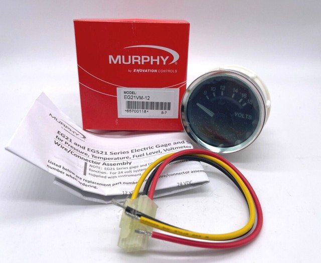 Murphy Switch Eg21vm-12 Volt Electric Voltmeter Gauge for sale online ...