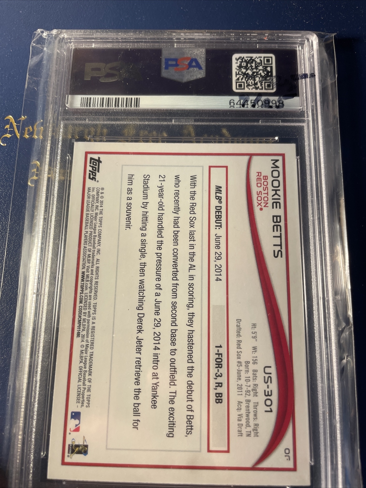 2014 Topps Update Target Red Border 301 Mookie Betts Rookie Debut PSA ...