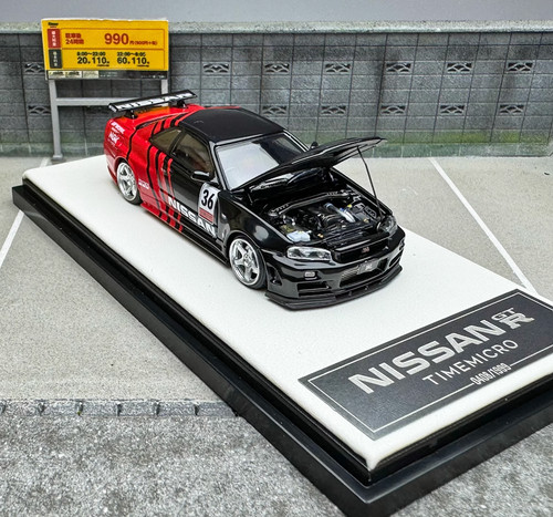 TM 1:64 JDM Skyline GTR R34 Advan Racing Sports Model Diecast Metal Car ...