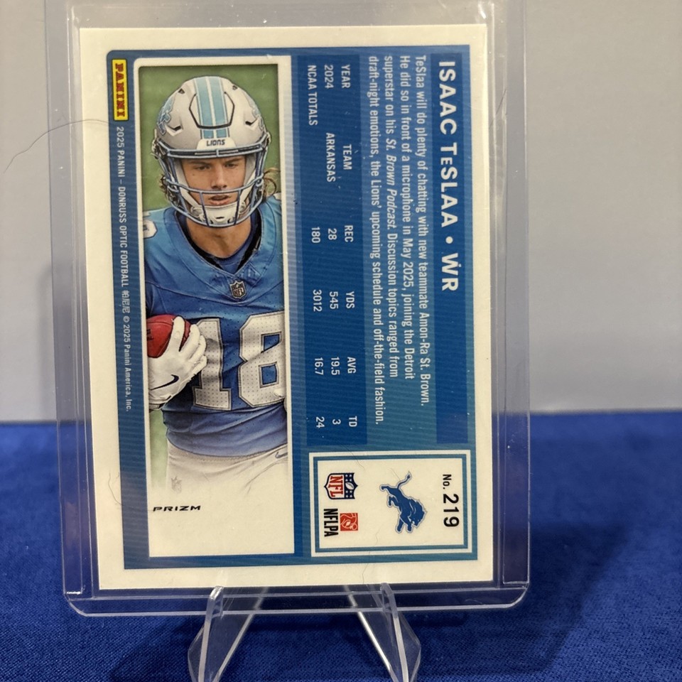 Isaac TeSlaa 2025 Optic #219 Green Hyper Rookie RAW Lions | eBay