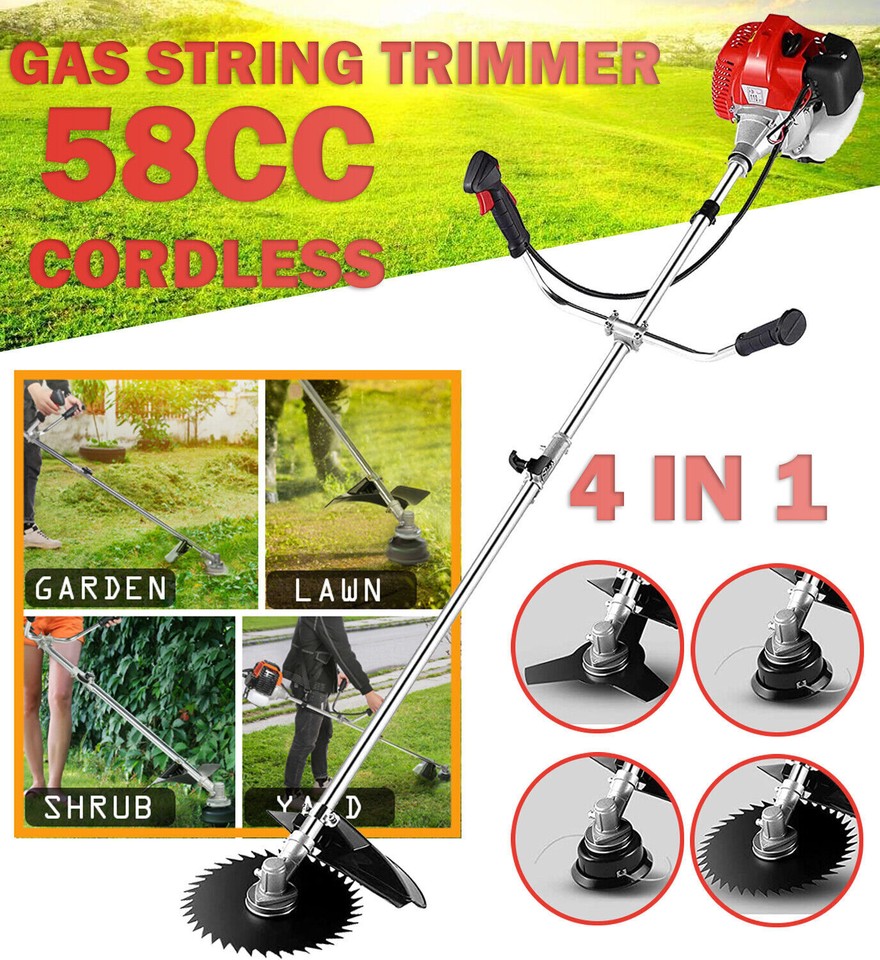 58CC/42.7CC 2-Stroke Gas Straight Shaft String Trimmer Brush Cutter ...