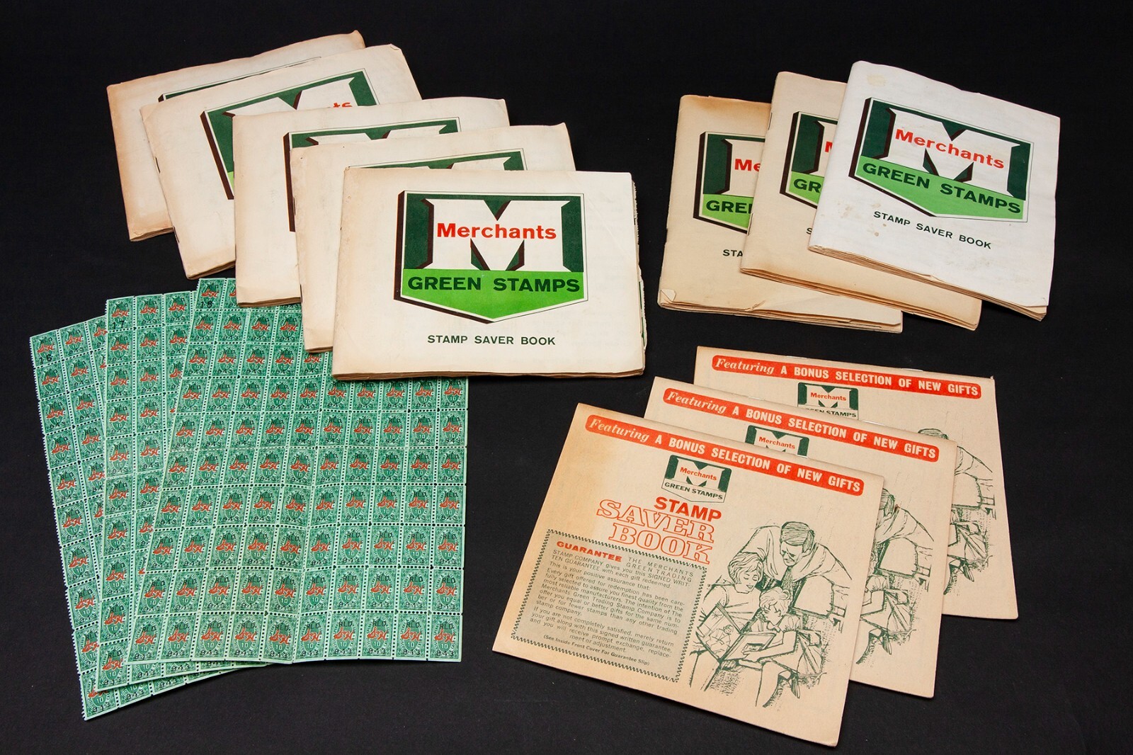 1968 Merchants Green Stamp Saver Books 7 Full 1 Partial 3 Empty + 300 S ...