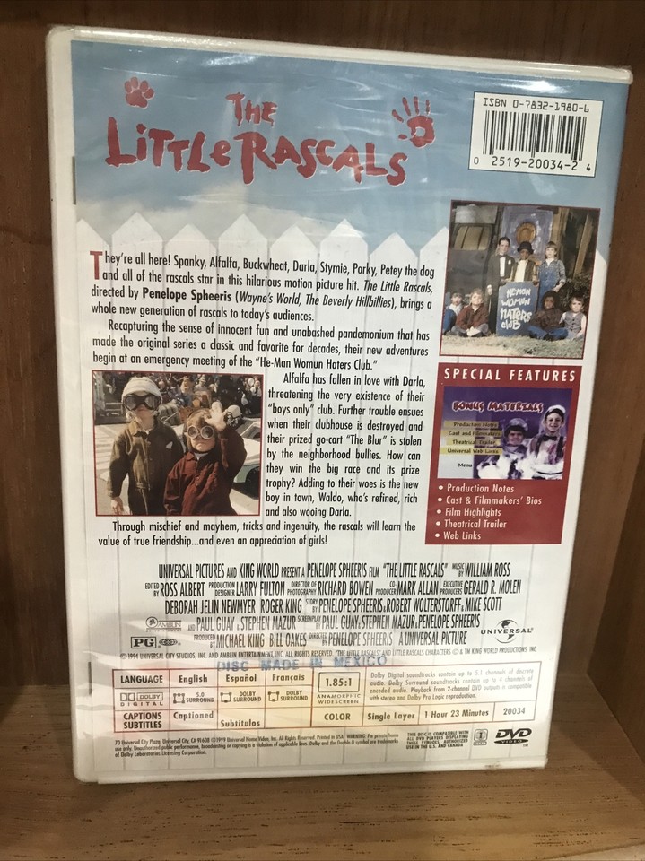 The Little Rascals (DVD, 1999, Widescreen) 1994 Family Comedy Brand New ...