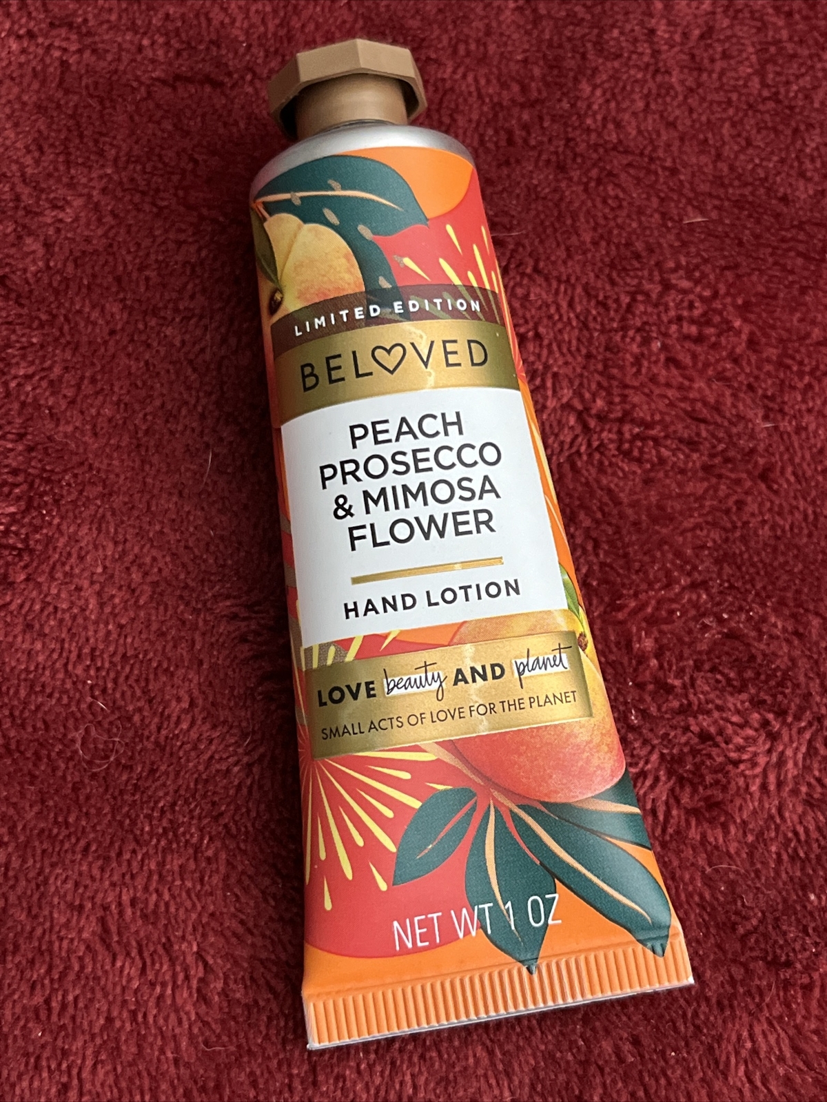 15)LOVE BEAUTY AND PLANET BELOVED HAND LOTION PEACH PROSECCO & MIMOSA ...