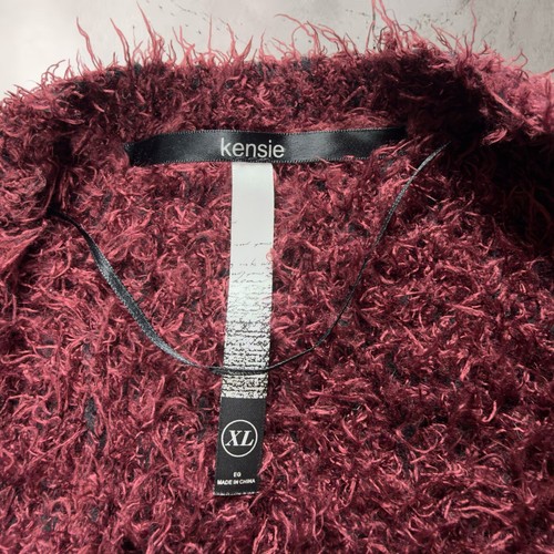 Kensie Cardigan Womens XL Burgundy Red Fuzzy Eyelash Knit Open | eBay