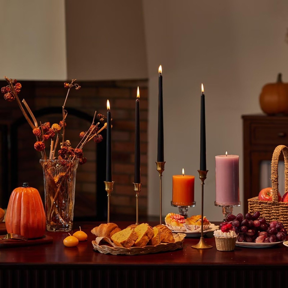 10-Inch Tall Unscented Dripless Taper Candles Bulk 30 Pack - Black ...