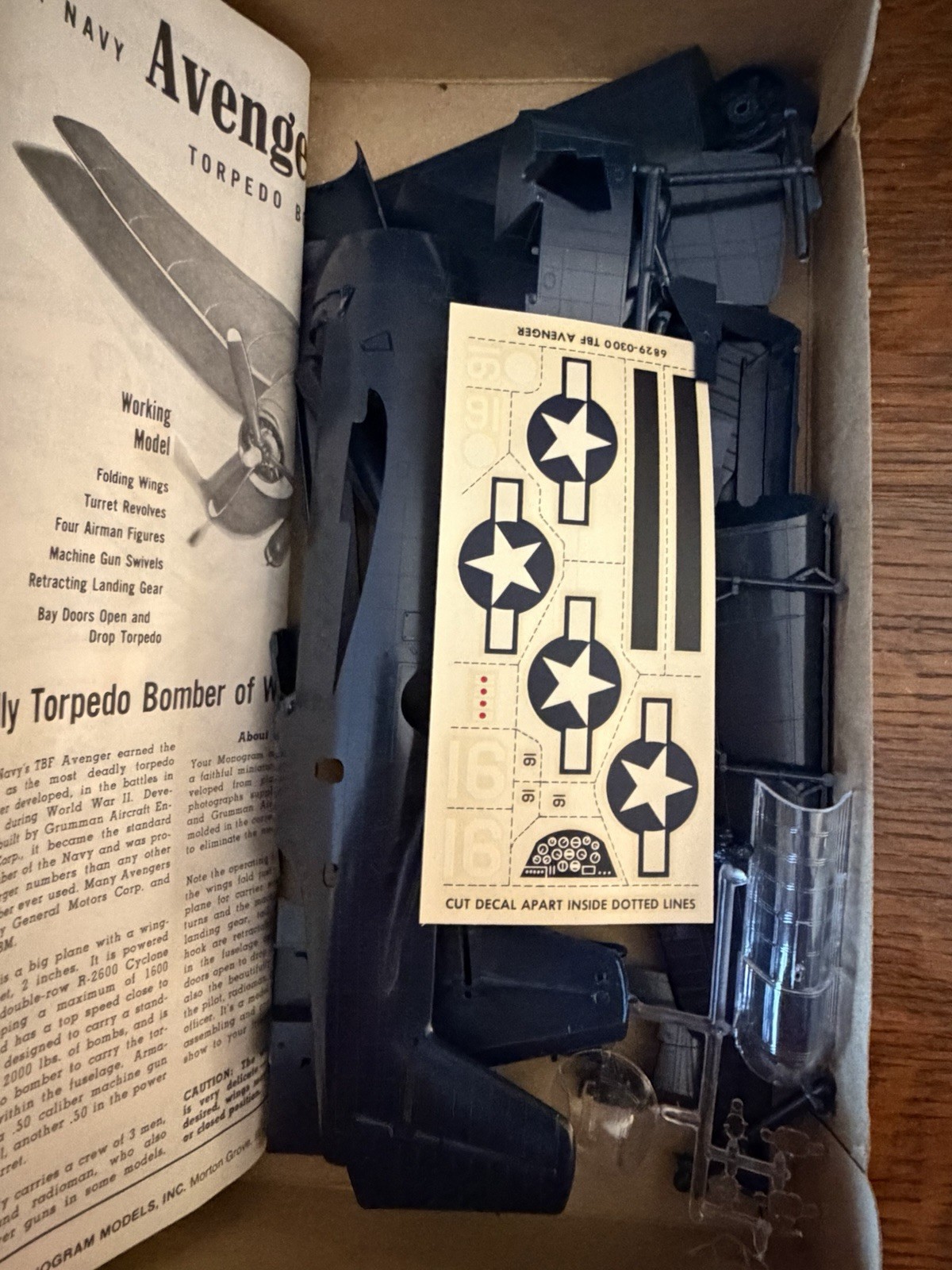 Vintage Monogram TBF Avenger 1/48 Model Kit Mattel Era #6829 Open Box ...