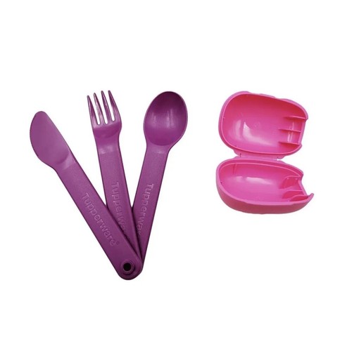 Tupperware Portable Cutlery Set Eco Friendly Knife Fork Spoon Pink ...