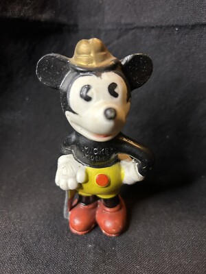 VTG Walt E Disney 1930's Pie-Eyed Mickey Mouse Cane Figurine Statue ...