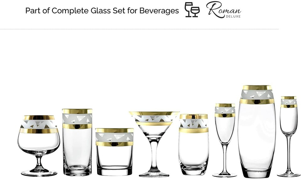 Brandy Glasses Set of 6 with Modern Gold Rim and Stable Stem Gift Set ...