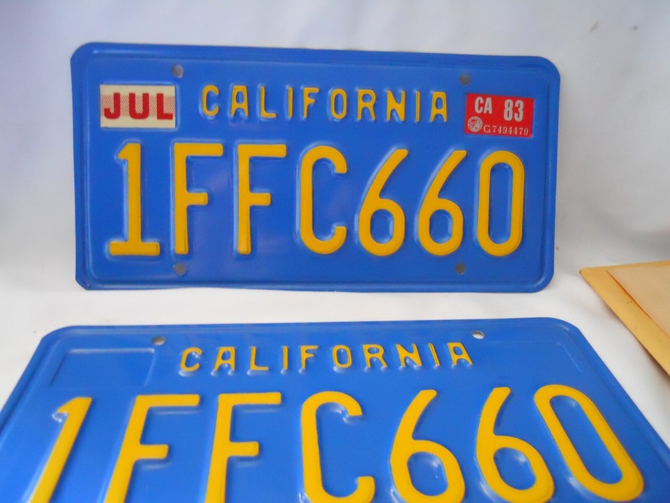1970’s California CA Blue License Plates Pair Unrestored DMV Clear EXP ...