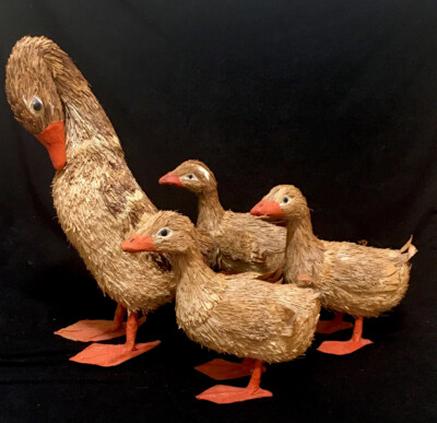 Mom and Ducklings made of Sisal Straw Cottage Farmhouse Core | eBay