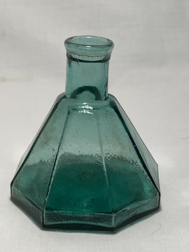 c1850s unusual chip Pontil Teal Green Glass Cork Top Umbrella Inkwell ...