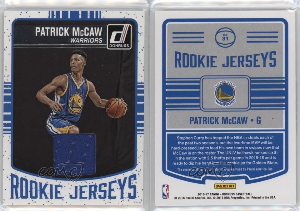 2016-17 Panini Donruss Rookie Jerseys Patrick McCaw #31 RC 3hd | eBay