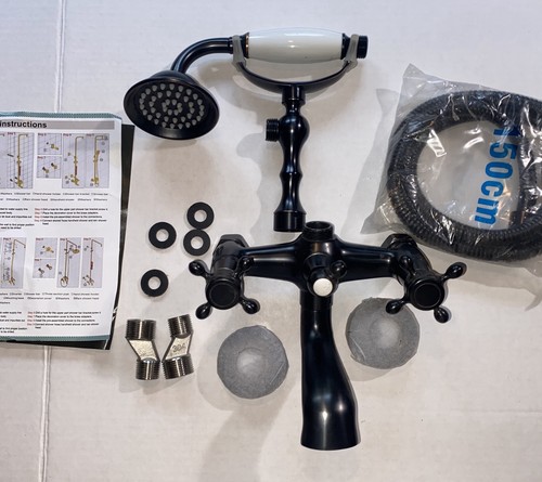 Floor Mounted Bathtub Faucet, Black/Bronze Sprayer Mostly Complete ...
