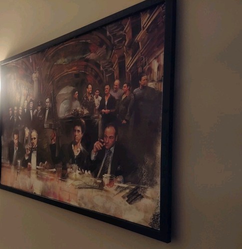 Mafia Collage Last Supper Framed Rare Print Scarface Godfather Mafia ...