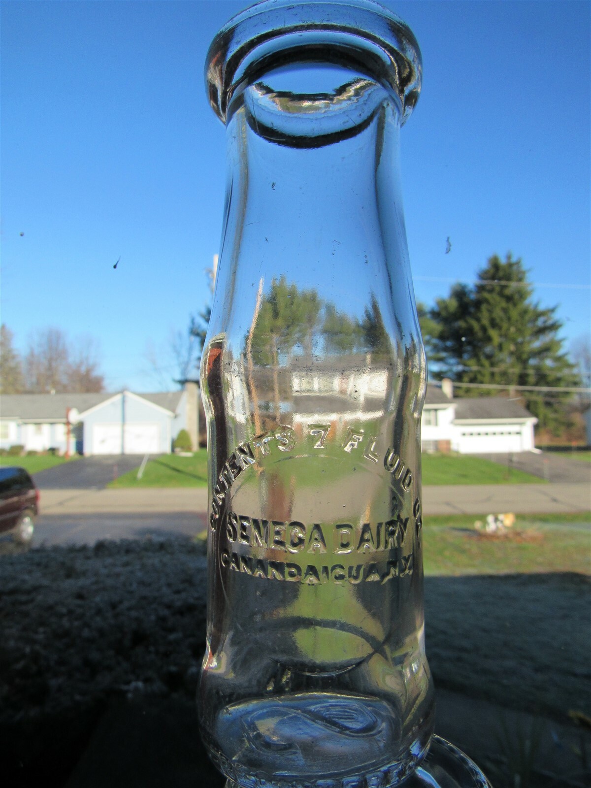 TREHP Juice Milk Bottle Seneca Dairy Canandaigua NY ONTARIO COUNTY 7 ...