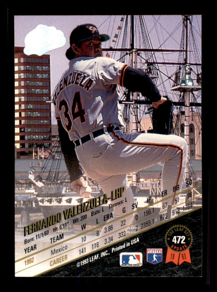1993 Baseball 1993 Leaf Fernando Valenzuela Baltimore Orioles #472 1 | eBay