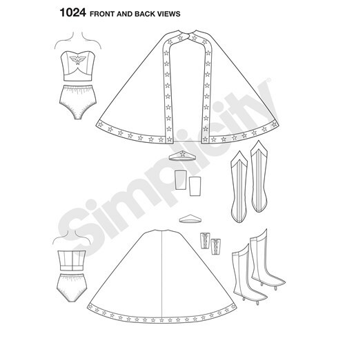 Simplicity 1024 Authentic DC Comics Wonder Woman COSTUME Sz 6-14 UNCUT ...