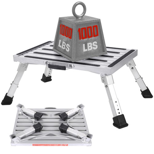 Folding Aluminum Platform RV Step Stool Trailer Camper Working Ladder ...
