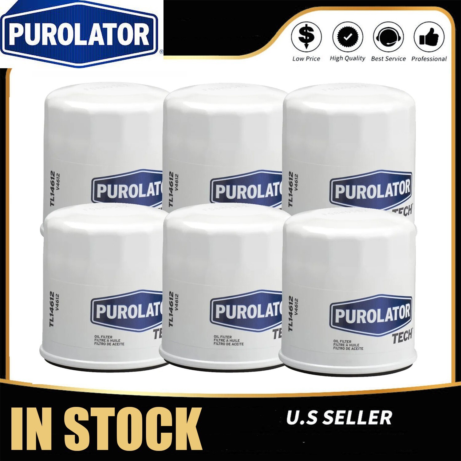 6 pc Purolator TECH TL14612 Engine Oil Filters for Z91B Z79X Z222 ...