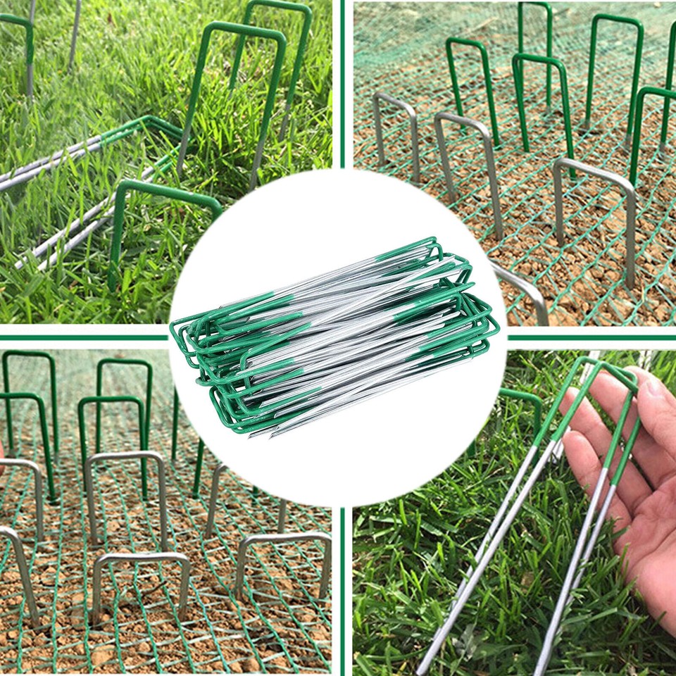 Weed Fabric Galvanised Staples Garden Turf Pins Securing Pegs U ...